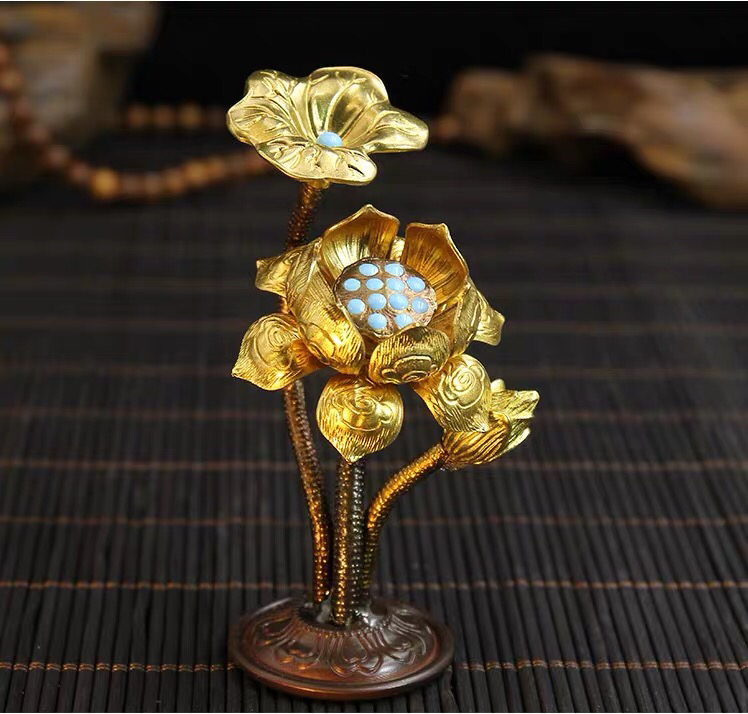 佛堂供品 铜制复古密宗法器 八供朵玛酥油花食莲花摆件 - 天语龙吟&梵音苑