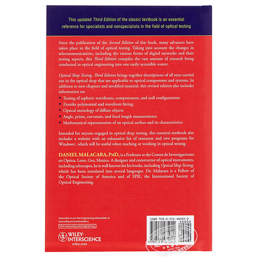 光学车间检测（第3版） Optical Shop Testing, Third Edition 英文原版 Daniel Malacara ...
