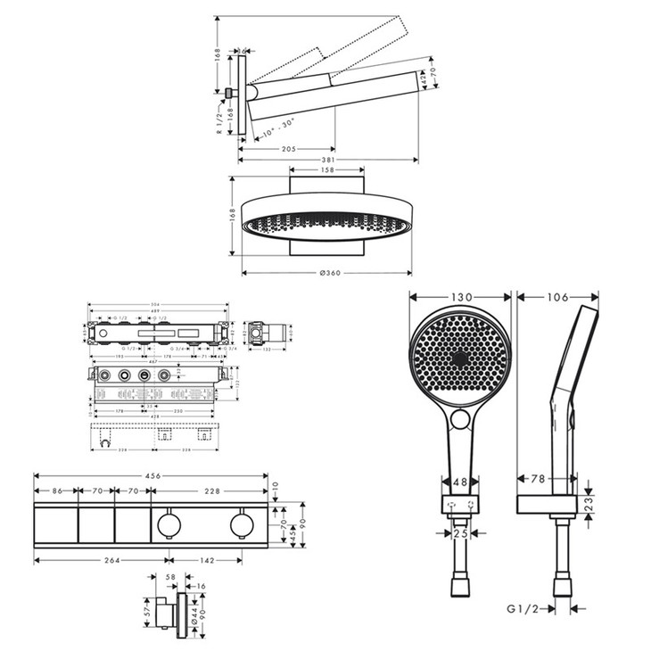 26230707 德国汉斯格雅hansgrohe 360境雨系列 暗装花洒 - 高端建材