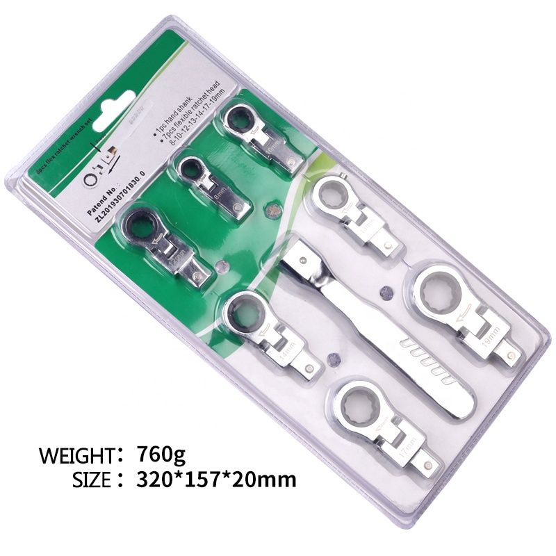 Ratcheting Wrench Set, Flexible Pivoting Head Ratchet Combination Span