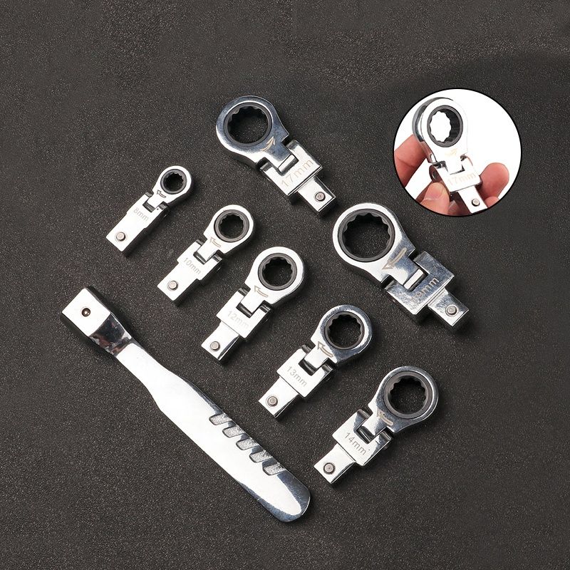 Ratcheting Wrench Set, Flexible Pivoting Head Ratchet Combination Span