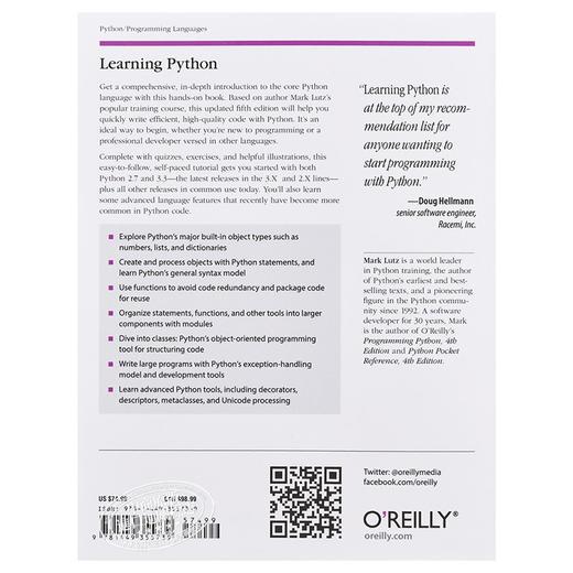 【中商原版】python学习手册（第五版） 英文原版 Learning Python Powerful Object Oriented Programming Mark Lutz 中商进口商城 4363