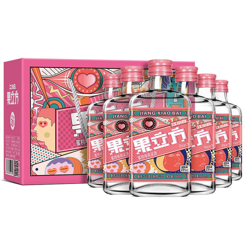 江小白果立方水蜜桃味果酒23度168ml*6瓶女士微醺低度酒水果味酒 - 梅见旗舰店