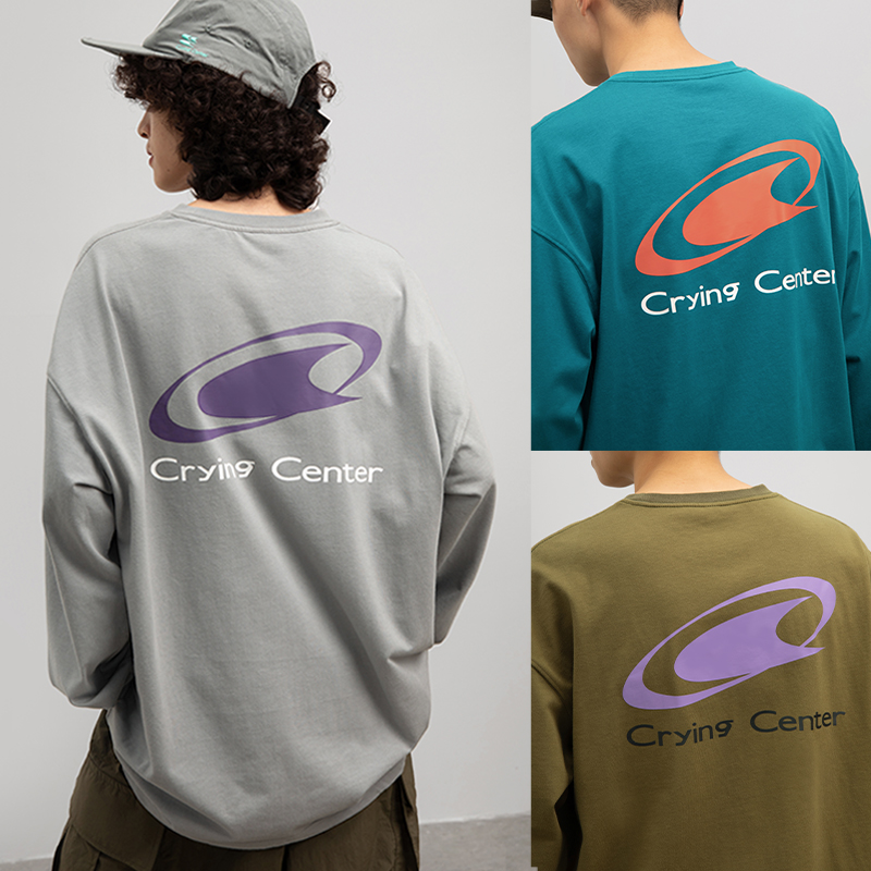 CryingCenter logo款印花长袖基本TEE 海松 湖蓝 混凝土 哭喊中心 - Crying center旗舰店